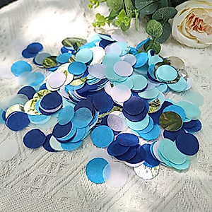 Mybbshower Tissue Paper Wedding Confetti in Blue White Silver for Boys Birthday Party Bridal Baby Shower Table Decor 25 mm Pack of 5000