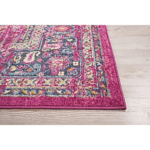 Nourison Passion Fuchsia 9' x 12' Area Rug, Boho, Traditional, Easy Cleaning, Non Shedding, Bed Room, Living Room, Hallway (9x12)