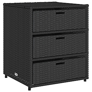 Gecheer Patio Storage Cabinet Outdoor Garden Storage Organizers Black 21.7"x23.2"x27.2" Poly Rattan 0223005C 0224005C