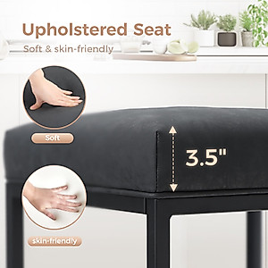 MAISON ARTS Black Counter Height 24" Bar Stools Set of 2 for Kitchen Counter Backless Modern Square Barstools Upholstered Faux Leather Stools Farmhouse Island Chairs,Support 330 LBS,(24 Inch,Black)