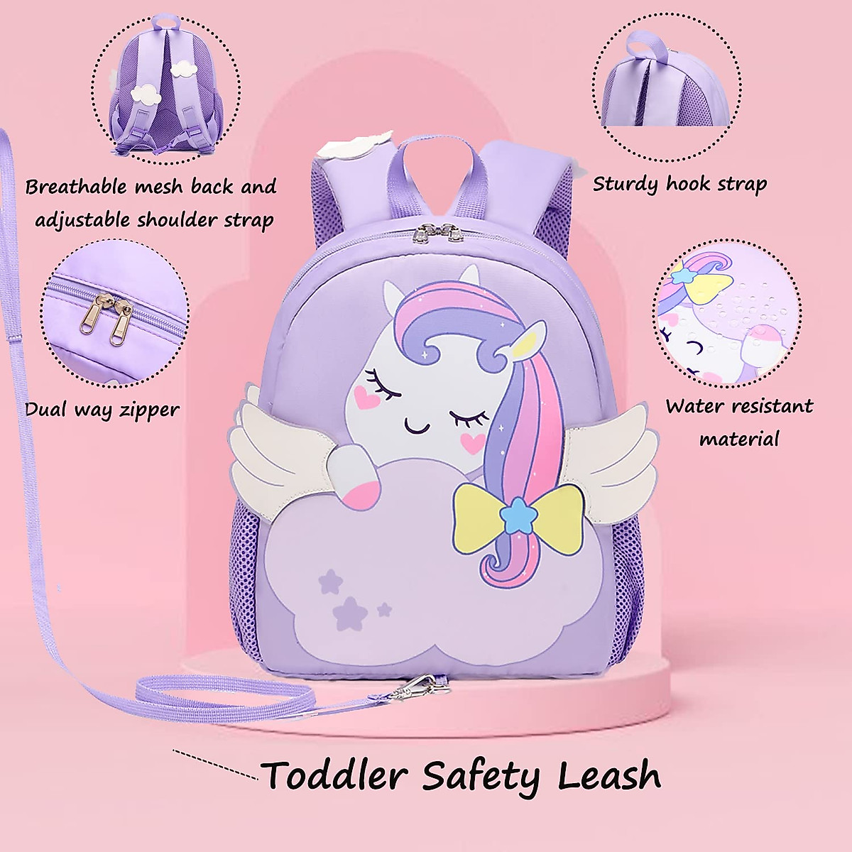 Jumpopack Unicorn Backpack for Girls Toddler Backpack for Girls Preschool Backpack Kids' Backpacks Small Mini Toddler Backpack Toddler Bookbag