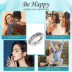 DAOSHANG Sterling Silver Fidget Ring Anxiety Ring for Women I am enough Music Note Spinner Ring Music Jewelry Gift for Music Lover