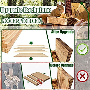 Carbonized Wood Squirrel Feeder, Squirrel Feeders for Outside Durable squrrill Picnic Table with Solid Structure Waterproof Chipmunk Feeder with Corn Cob Holder, Fenced Tabletop for Holding Peanuts