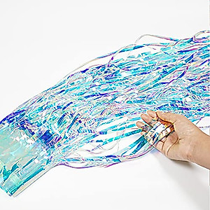Iridescent Tinsel Foil Fringe Curtains for Birthday Party Photo Backdrop Circle Dots Garland Holographic Backdrop for Disco Euphoria Party Decorations