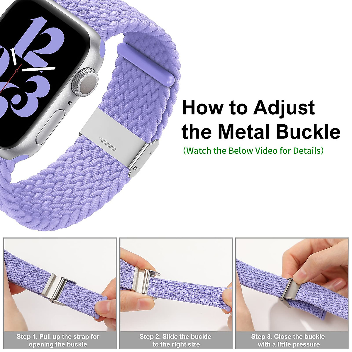 Bandiction Braided Solo Loop Stretchy Elastic Band Compatible with Apple Watch Band 38mm 40mm 42mm 44mm 41mm 45mm 49mm, iWatch Bands Women Men with Buckle for iWatch Ultra Series 8/7/6/SE/5/4/3/2/1