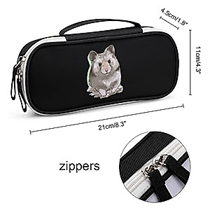 Hamster Picture Printed Pencil Case Bag Stationery Pouch with Handle Portable Makeup Bag Desk Organizer