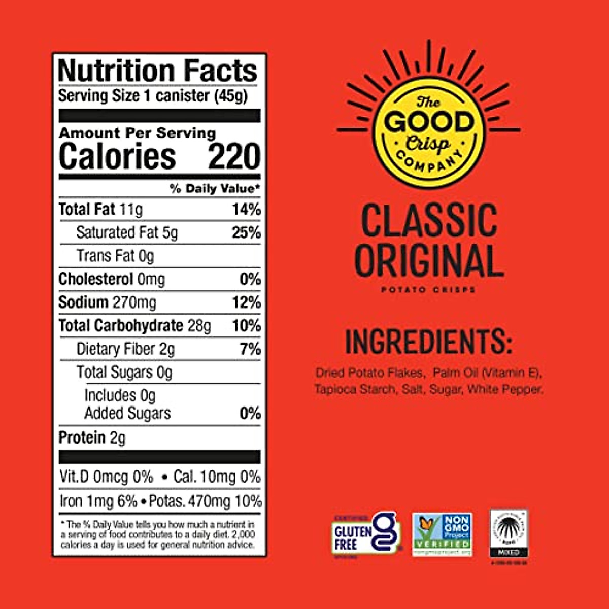 The Good Crisp Company, Good Crisps Minis (Original, 1.6 Ounce, Pack of 12) Non-GMO, Allergen Friendly, Potato Chip Snack Pack, Gluten Free Snacks
