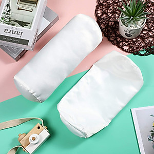 Tatuo 2 Pieces White Cervical Round Pillow Cover for Neck Roll Pillow Cervical Neck Roll Memory Cylinder Round Cushion(Artificial Silk,17 x 4 Inch)