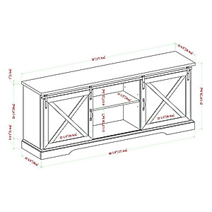 Walker Edison Corbin Modern Farmhouse Sliding X Barn Door TV Stand for TVs up to 80 Inches, 70 Inch, Grey Wash