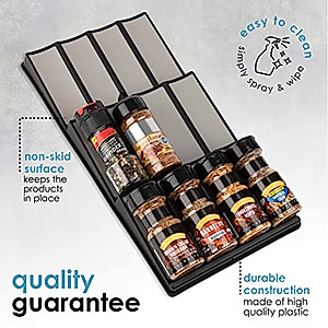 LIVORINI Spice Drawer Organizer | 3 Tier Kitchen Spice Rack Organizer for Drawer | Non-Skid storage Tray [2 Pack]
