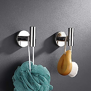 Kenivix 2 Pcs Bathroom Towel Hook Coat/Robe Clothes Hooks Kitchen Wall Hanging Hooks Wall Mount SUS 304 Stainless Steel Polished Steel