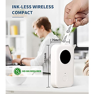 Phomemo D30 Label Maker Machine with 4 Tapes - Black on Clear, White Tape, Mini Bluetooth Label Printer, Portable Smart Phone Handheld Sticker Mini Labeler Inkless Rechargeable, BPA-Free