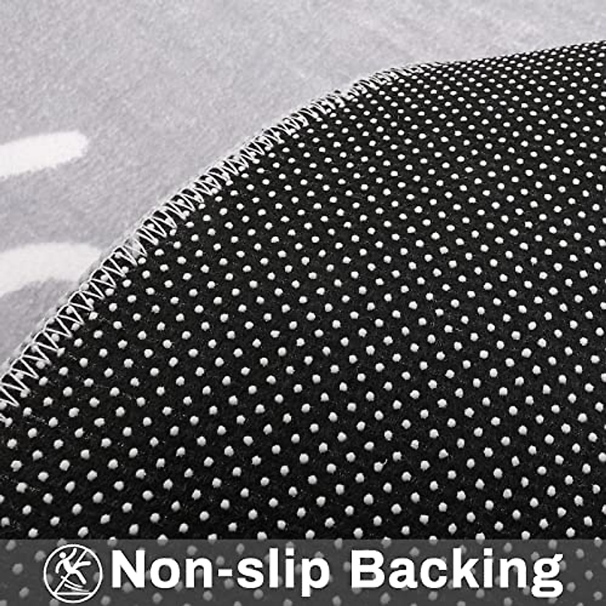 LIVEBOX Round ABC Kids Rug for Boy and Girl,Circle Washable Area Rug Non-Slip Crawling Play Mat for Playroom,Alphabet Nursery Area Rug Circular Learning Carpet for Bedroom (47",Grey)