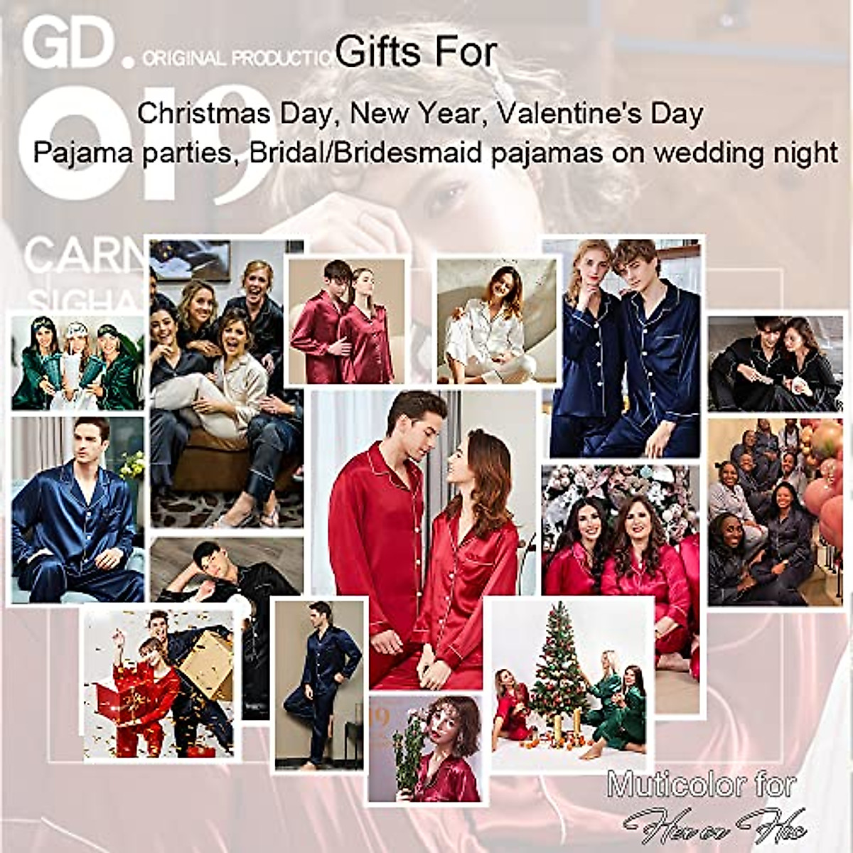 SWOMOG Silk Pajamas for Men Satin Long Sleeve Sleepwear Soft Button Down Loungewear 2 Pcs Pj Set Women/Men White Medium