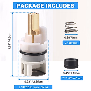 RP25513 Faucet Stem Assembly Compatible with Delta Two Handle Faucet Repair Kit with RP4993 Rubber Seat and Spring, Replacement Stems Cartridges for Delta Bathtub Shower Sink Bathroom Faucet, 2-PACK