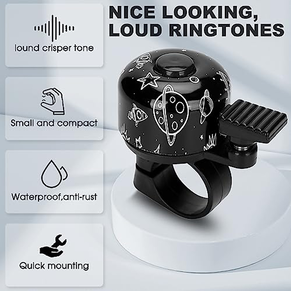 Kid Bike Bell - Bicycle Bell for Kids Boys Girls Adults | 120db Classic Mini Loud Bike Ring - Cool Bike Bell Design with Crisp Clear Sound for MTB,BMX,City Bike,Scooter -Kid Bike Accessories