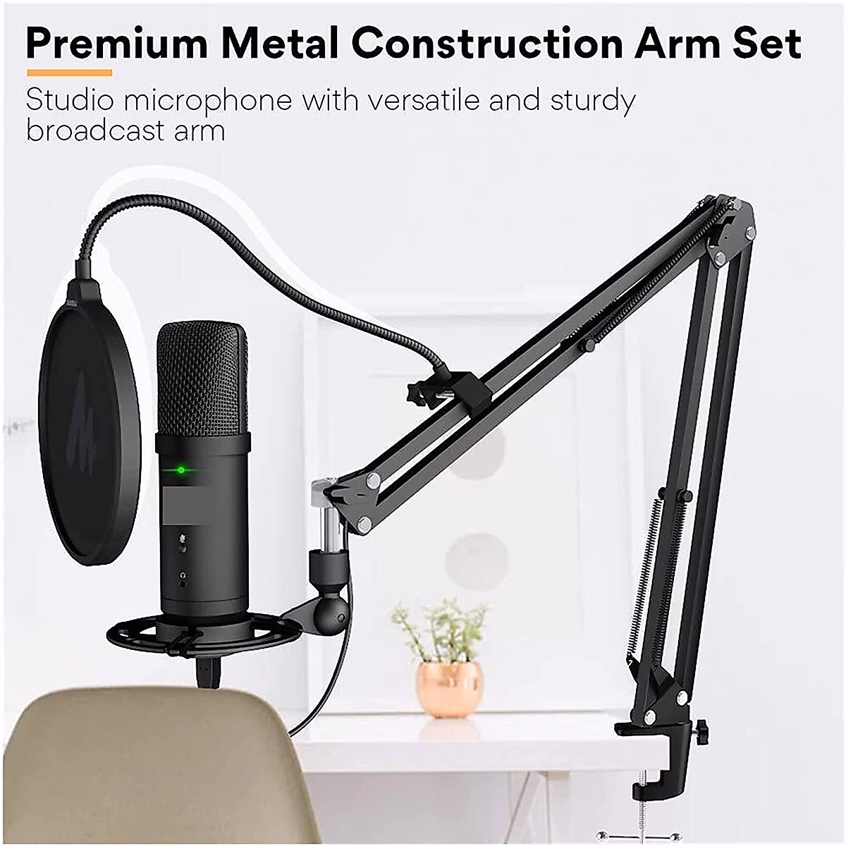 Wireless Microphones PM401 USB Microphone Set 192KHz/24Bit Microfone Professional Cardioid Condenser Podcast Mic with Mute Button Jack Microphone to Sing.