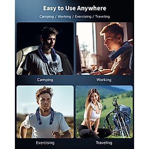 ICEBIRDS Portable Air Conditioner Neck Fan Semiconductor Cooling Bladeless Fan ，6000mAh Rechargeable Battery Operated Hanging Personal Fan, 3 Speeds, Leafless Fan for Outdoor Indoor