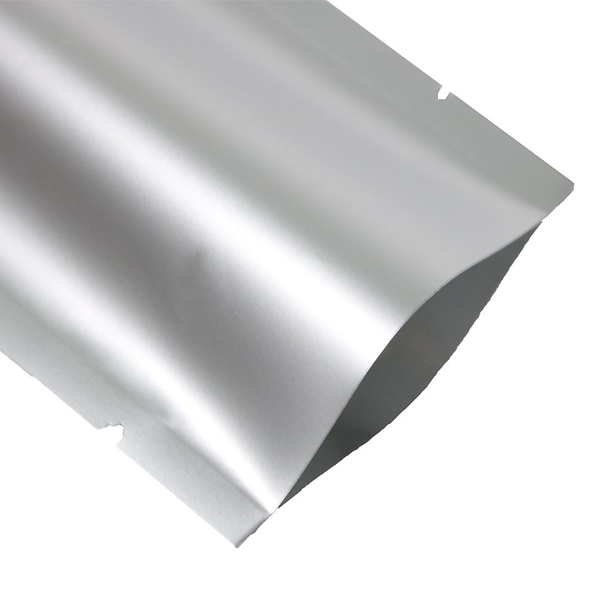 100x Silver/Silver/Silver Long Flat Open Top Bags with Oval Window 6x20cm (2.3x7.8")