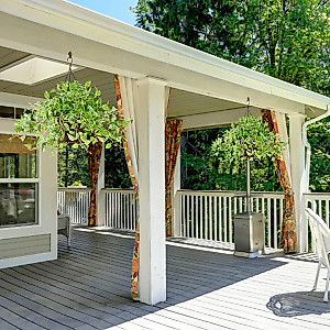 ZFProcess Artificial Flowers Hanging Basket with Artificial Ivy Vine for Outdoor/Indoor,Fake Ivy Vine Flowers in Coconut Lining Hanging Basket,4 Branches Ivy Vine Flowers in 12'' Basket(Green)