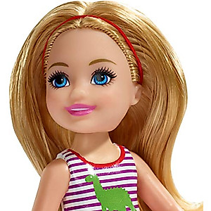 Barbie Club Chelsea Doll, 6-inch Blonde with Dinosaur-Themed Look, (GMR96)