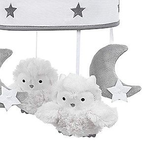 Lambs & Ivy Luna Gray/White Owls and Moons Musical Baby Crib Mobile, 1 Count (Pack of 1)
