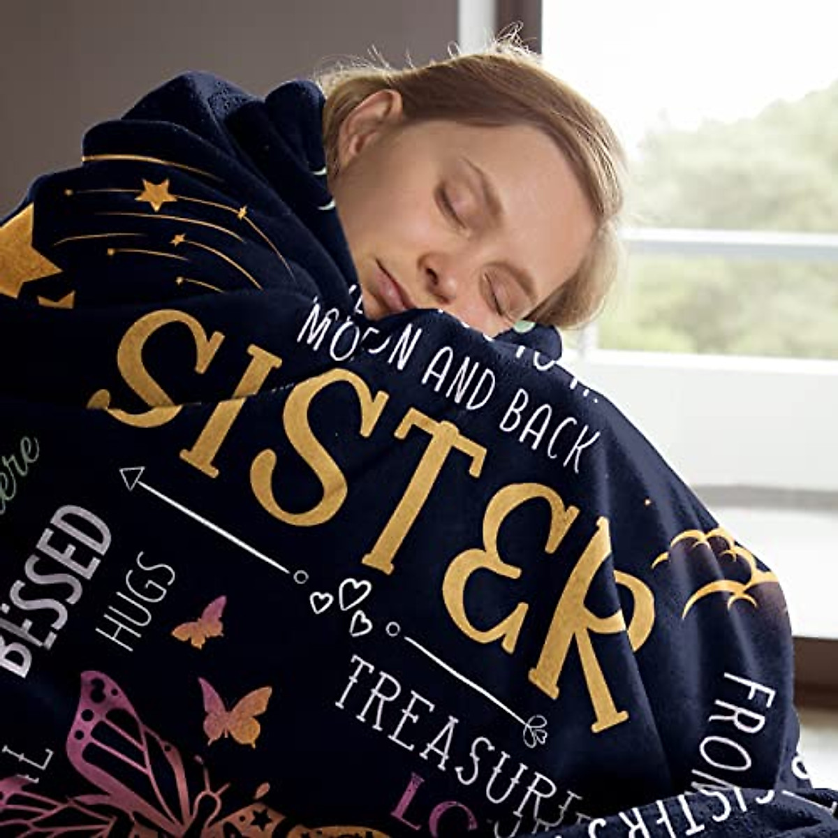 Blanket Gifts for Sister, Sister Birthday Gifts from Sister Brother, Soft Throw Blanket Present for Sisters on Mothers Day, Christmas, Graduation, Flannel Blanket 50'' x 60''