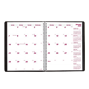Brownline 2024 Essential Monthly Planner, 16 Months, September 2023 to December 2024, Twin-Wire Binding, 11" x 8.5", Black (CB1260.BLK-24)