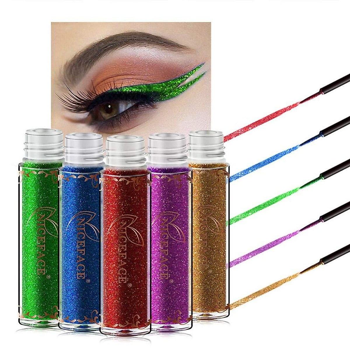 12 Colors Glitter Diamond Eyeliner Liquid Shining Metallic Eyeliner Eye Makeup (Blue#01)