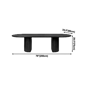 LAKIQ Black Dining Table Modern Solid Wood Dining Room Table Contemporary Oval Double Pedestal Kitchen Table Conference Room Table Kitchen Island Table-Table Only(78.7" L x 35.4" W x 29.5" H)