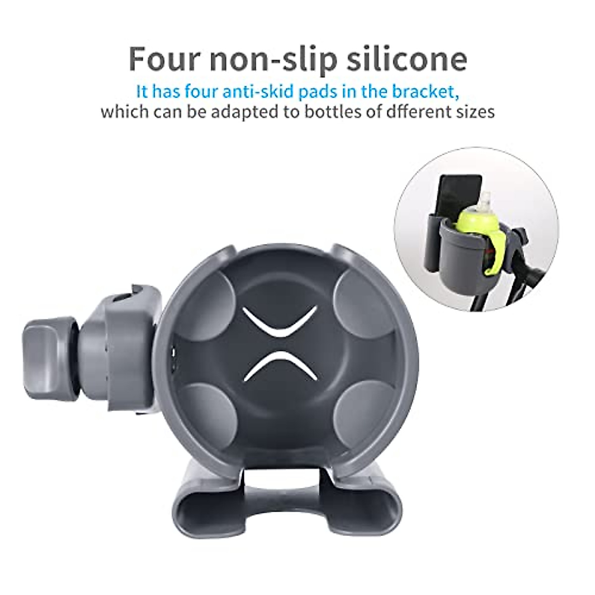 Suranew Universal Cup Holder with Phone Mount, Drink Holder for Stroller, Walker, Bike, Wheelchair,Scooter, Fits to Part of The pram of Uppababy, Nuna, Bugaboo, Doona
