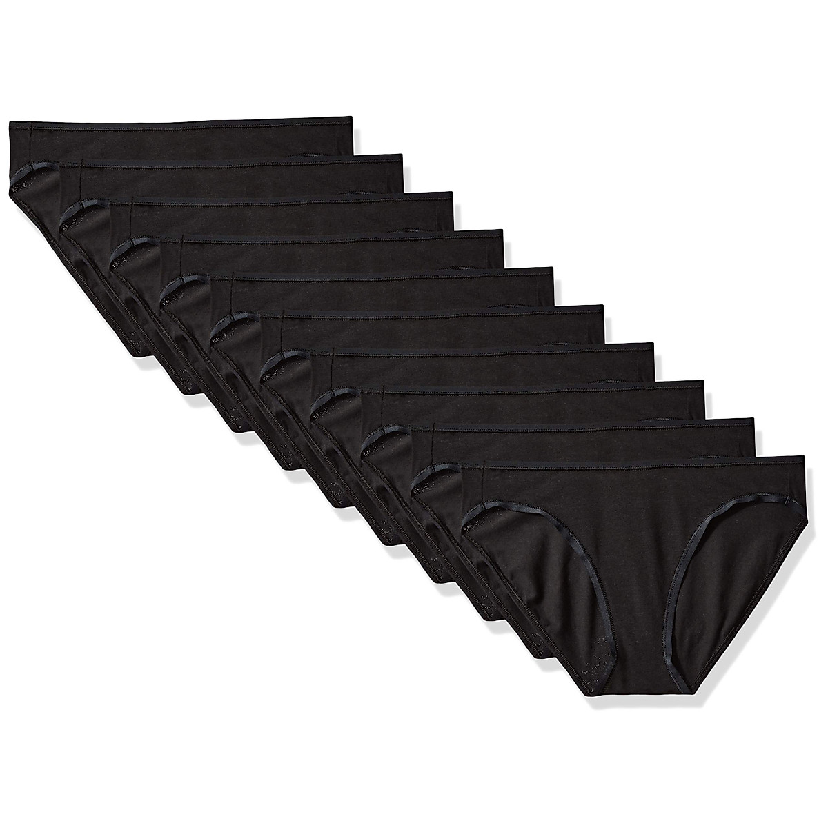 Amazon Essentials Women's Cotton Bikini Brief Underwear (Available in Plus Size), Pack of 10, Black, X-Large