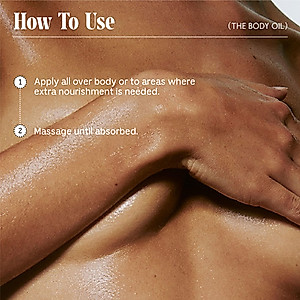 Nécessaire The Body Oil. 100% Organic + Cold-Pressed. Vitamins. Omegas. Minerals. Aged Skin. Dry Skin. Stretch Marks. Hypoallergenic. Dermatologist-Tested. Non-Comedogenic. Fragrance-Free. 3.4 fl oz.