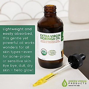 Organic Moringa Oil, Cold Pressed, Extra Virgin, 100% Pure, Food Grade