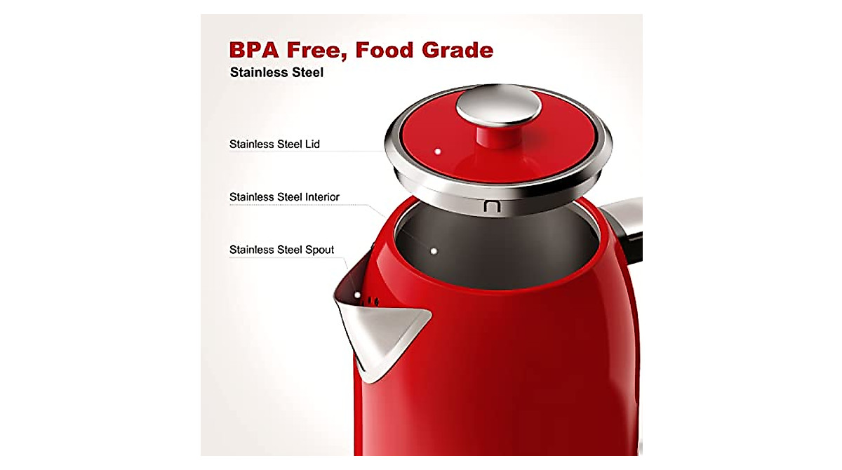 Galanz Retro Red Electric Kettle - Boil Water Fast & Safely