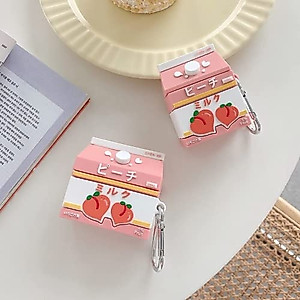 HENJI Case for Airpods 3 2021 New, 3D Cute Strawberry Milk Box Earphone Cases for AirPods 3rd Generation, Cartoon Cover for Earpods Earbuds, for Women Girls Teens (Strawberry Juice)