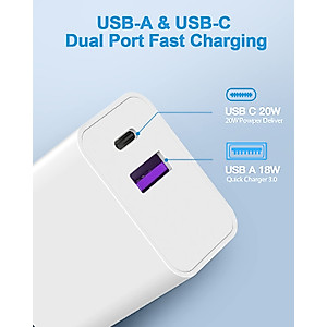 PZSOLID USB C Wall Charger Compatible for Apple Watch, 2Pack 20W Fast Charger Block, Type C Charging Block Plug Compatible for iPhone 15/15 Pro/Plus/Pro Max, Apple Watch Series 8 9 7, Samsung Galaxy