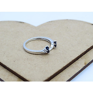 Dazzlingrock Collection 14K Round Blue Sapphire & White Diamond Ladies Wedding Ring Matching Guard Band, White Gold, Size 10