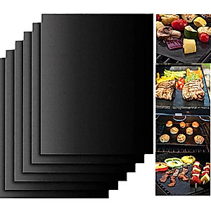 Grill Mats for Outdoor Grill Set of 6 BBQ Grill Mat Non-Stick Reusable Heavy Duty Grilling Mats Teflon Grill Sheets Grill Tools BBQ Accessories for Charcoal Grill Gas Electric Smokers Barbecue Camping