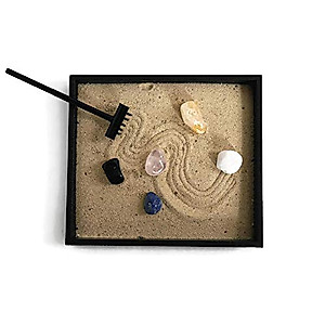 Quartz Gemstone Handmade Mini Zen Garden Healing Crystals Set - Zen Decor for Office or Home Relaxation and Stress Reduction Gifts Quartz Stone Desk Accessories