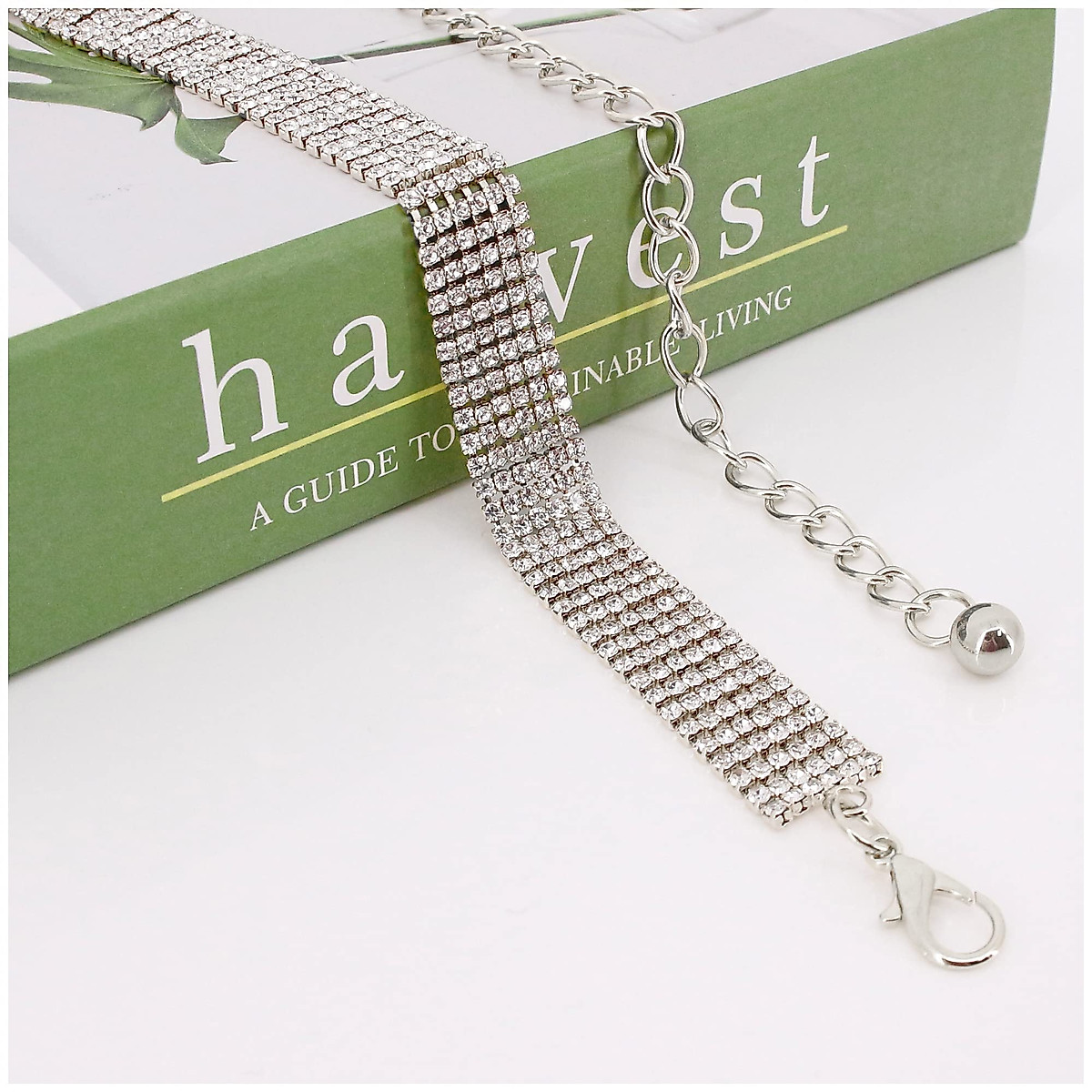 jascaela Women's Crystal Belt Metal Waist Chain Sparkle Rhinestone Decorated Skinny Waistband Dress Accessories Silver