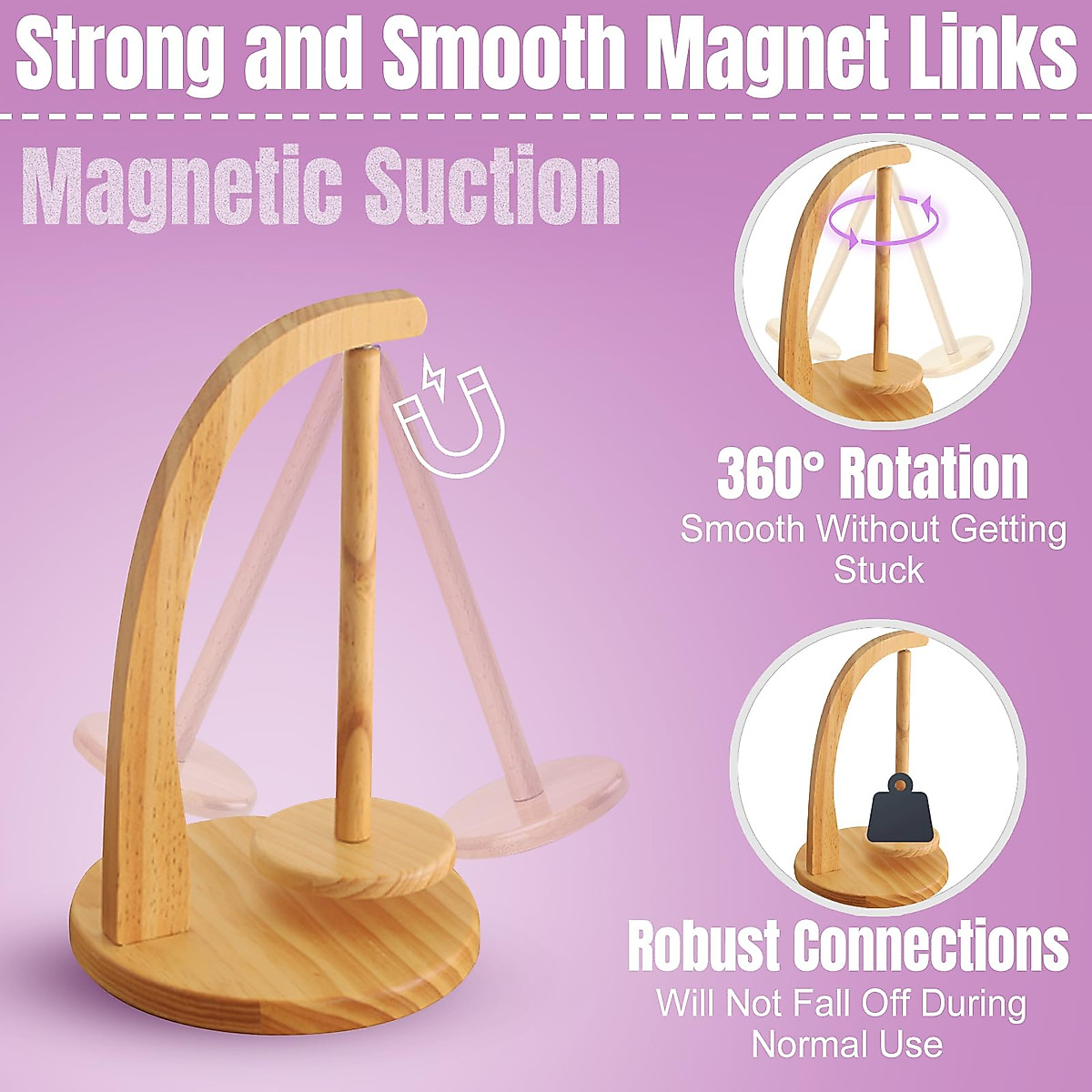 Yarn Spinner,Yarn Ball Holder, Yarn Holder for Crocheting,Wooden Yarn Spinner for Crocheting with Magnetic Metal Twirling Mechanism and Anti - Slip Pads Crochet Gift for Knitting Lovers,1 Spindle