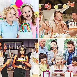 WLLHYF Birthday Crowns Girl Headband Birthday Sash Bling Rhinestone Hair Band Princess Tiara Sweet Happy Birthday Accessories for Women Girls Party Valentine's Day Festival Decorations