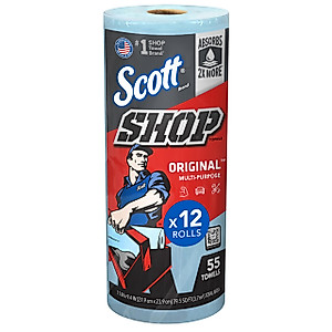 Scott Shop Towels Original (75147), Blue, 55 Sheets/Standard Roll, 12 Rolls/Case, 660 Towels/Case