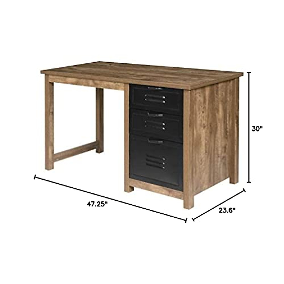OneSpace Norwood Range 3-Drawer Locker Writing Desk, Oak