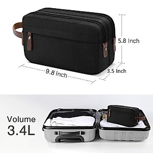 TOUPONS Men's Travel Toiletry Organizer Bag Water-resistant Shaving Dopp Kit Bathroom Bag (Black Water-resistant)