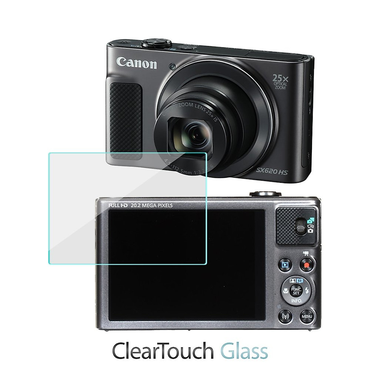 BoxWave Screen Protector Compatible with Canon PowerShot SX620 HS - ClearTouch Glass, 9H Tempered Glass Screen Protection for Canon PowerShot SX620 HS