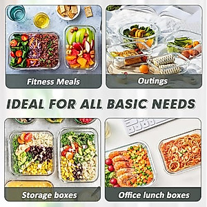 VERONES 30 Pieces Glass Meal Prep Containers Set, Airtight Glass Lunch Containers, Stackable Glass Food Storage Containers with Lids, for Microwave, Oven, Freezer & Dishwasher Friendly,Green