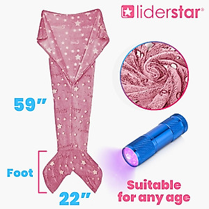 Mermaid Tail Blanket for Girls,Glow in The Dark Blanket, Snuggle Girls Throw, Plush Cozy Soft Fleece Girls Blanket Age 1-10, Toddler Mermaid Tail Blanket, Birthday Gift, Sleeping Bag All Seasons,Pink
