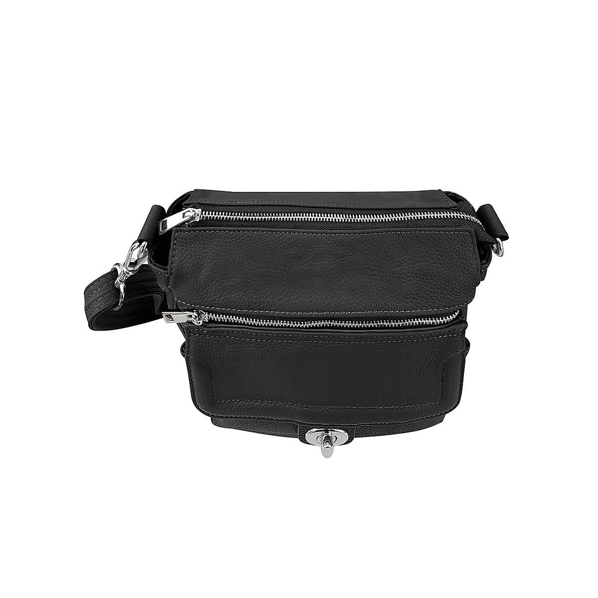 Roma Leathers Cross Body Concealment Purse - Premium Cowhide Leather Handbag - Multiple Pockets - Wire Reinforced Detachable Shoulder Strap - YKK Lockable Zipper - Designed in U.S.A. - Dual Gun Entry